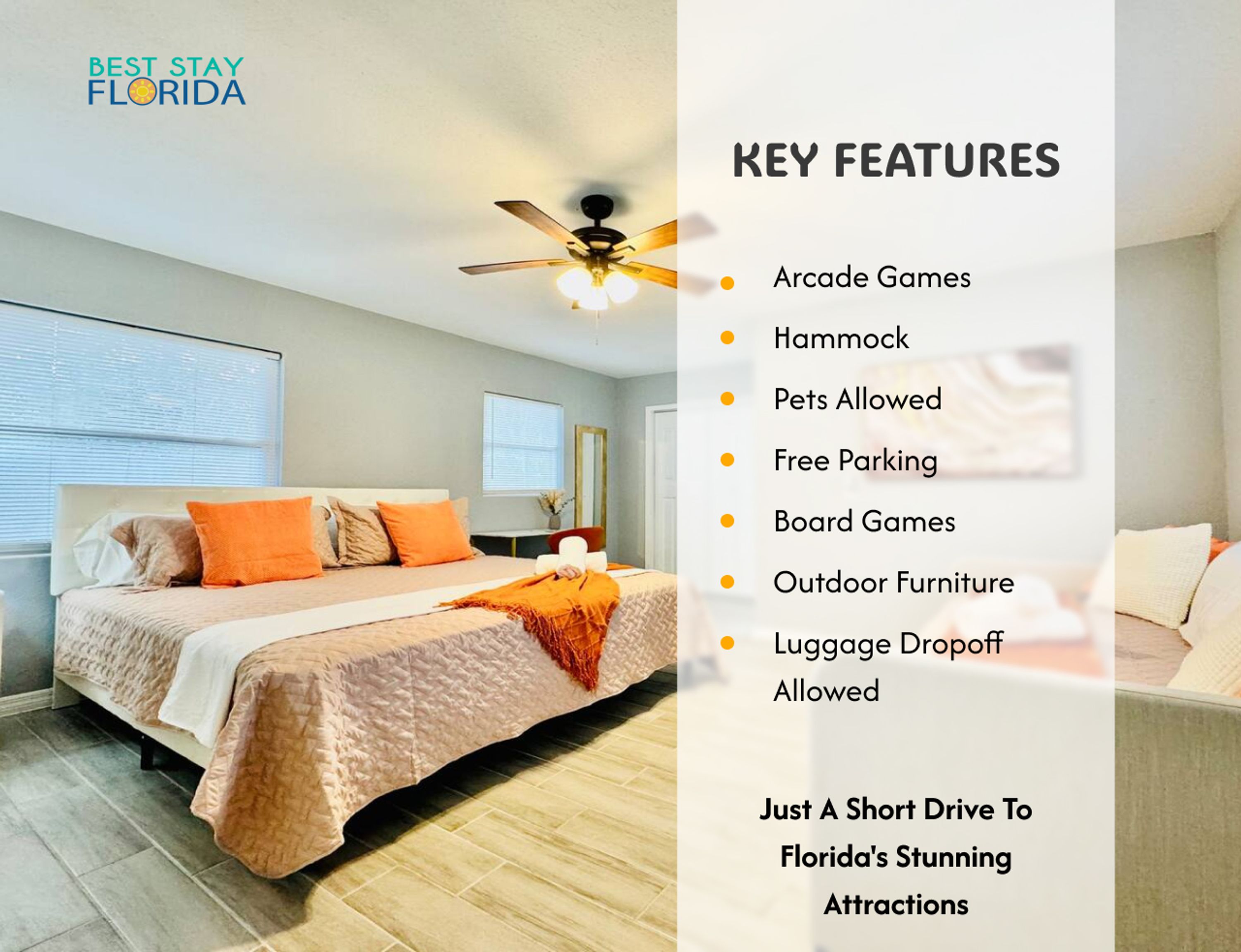 Tranquil Retreat: King Bed, Office, Patio - Lakeland, FL